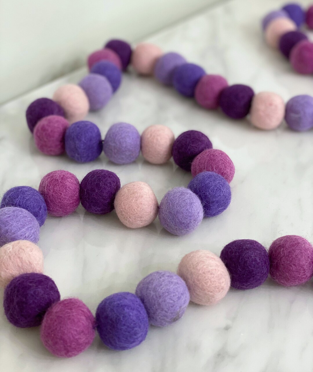 Purple Felted Wool Ball Garland | Party Decor | Valentine's Day Garland ...