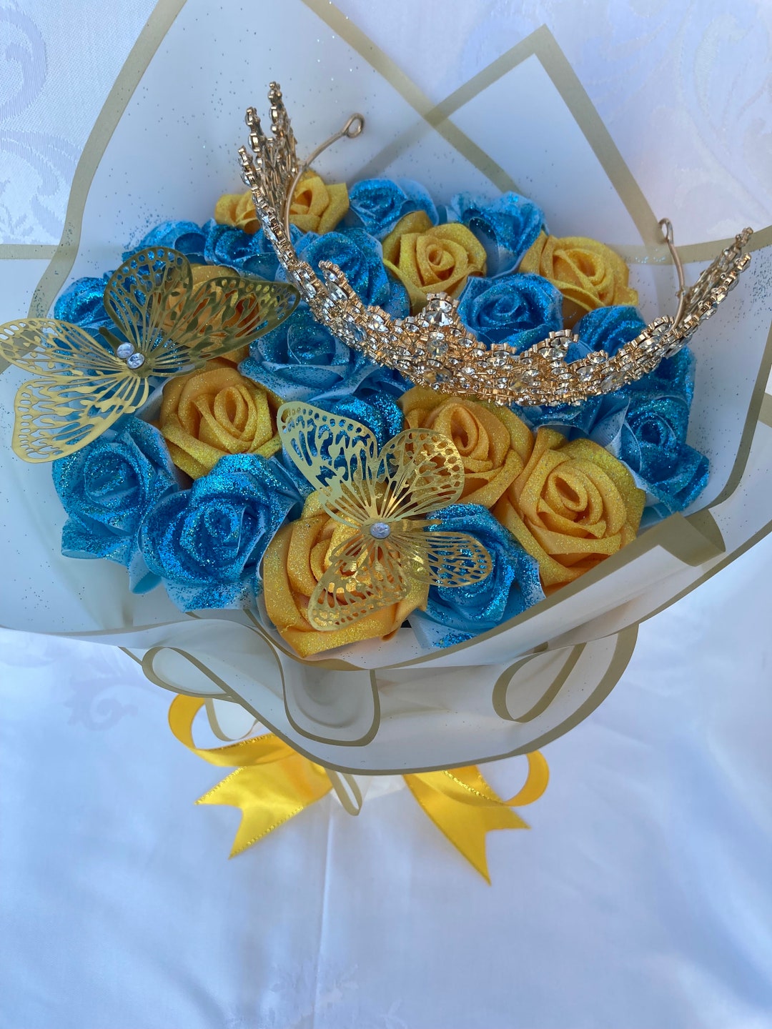Glitter Ramo Buchon 2 Color, Graduation Eternal Rose Bouquet, Handmade ...