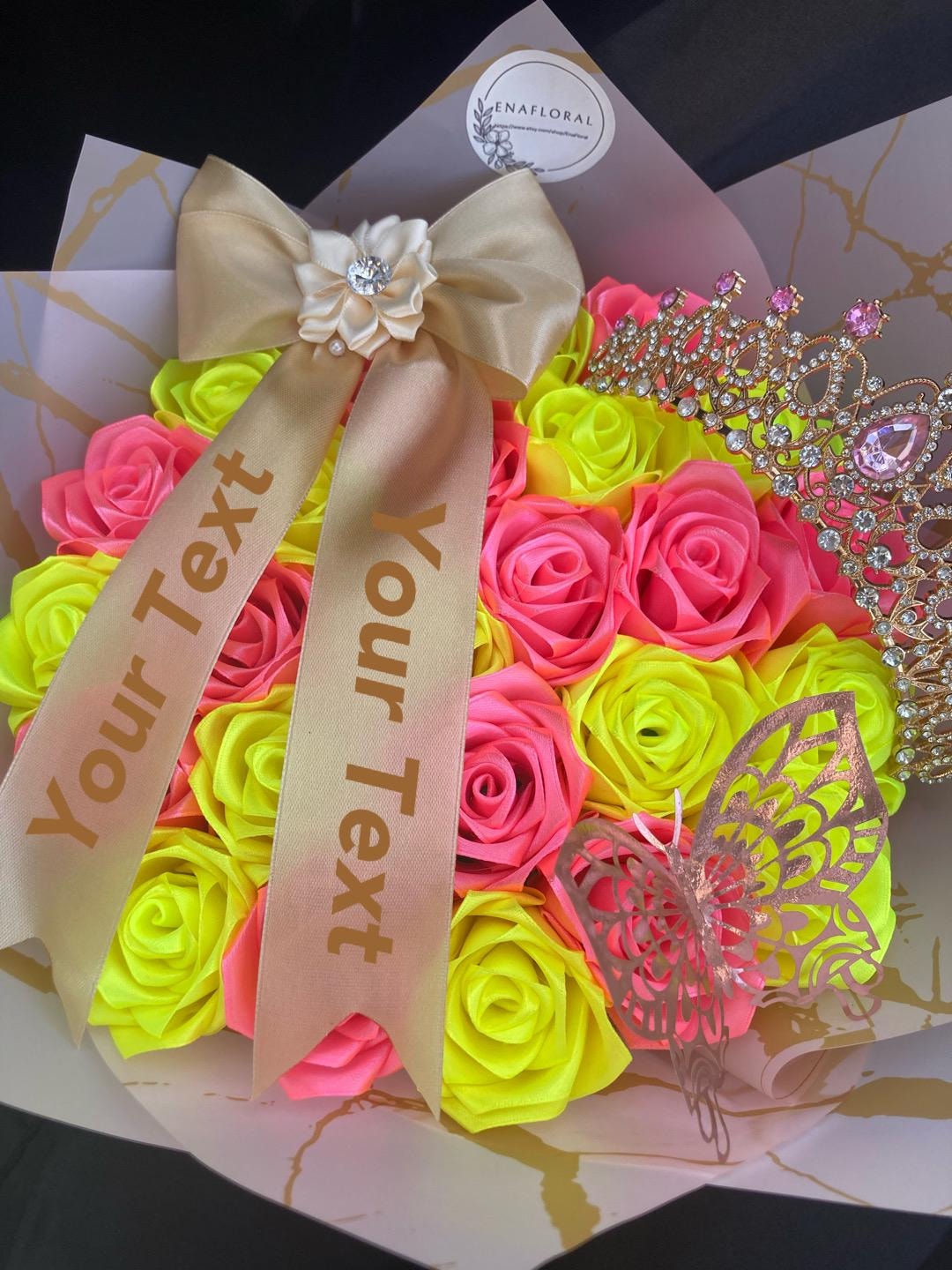 Pink Eternal Rose Bouquet, Ribbon Rose Bouquet, Handmade Flower Bouquet ...