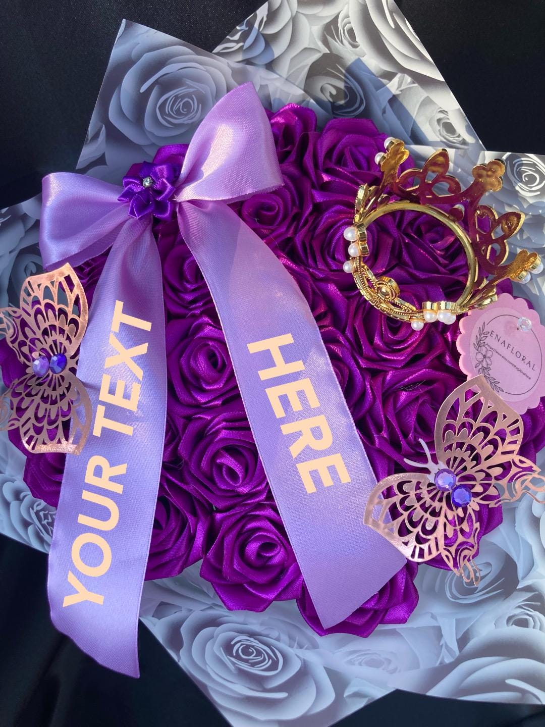 Purple Bouquet, Ramo Buchon, Eternal Rose Bouquet, Personalized Gift ...