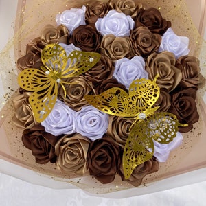 Light up Bouquet, Neutral Gold Eternal Rose Bouquet, Ever Lasting Roses ...