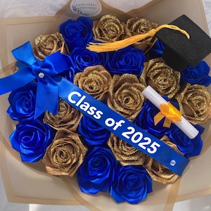 Graduation Bouquet Ramo Buchon, Grad 2025 Gift, Gold Glitter Eternal ...