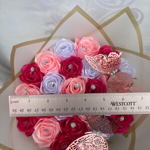 Ramo Buchon, Pink Eternal Rose Bouquet, Handmade Fake Flowers Bouquet, Ever Lasting Flower ...