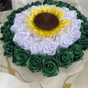 Sunflower Ramo Buchon Eternal Rose Bouquet Handmade Fake - Etsy
