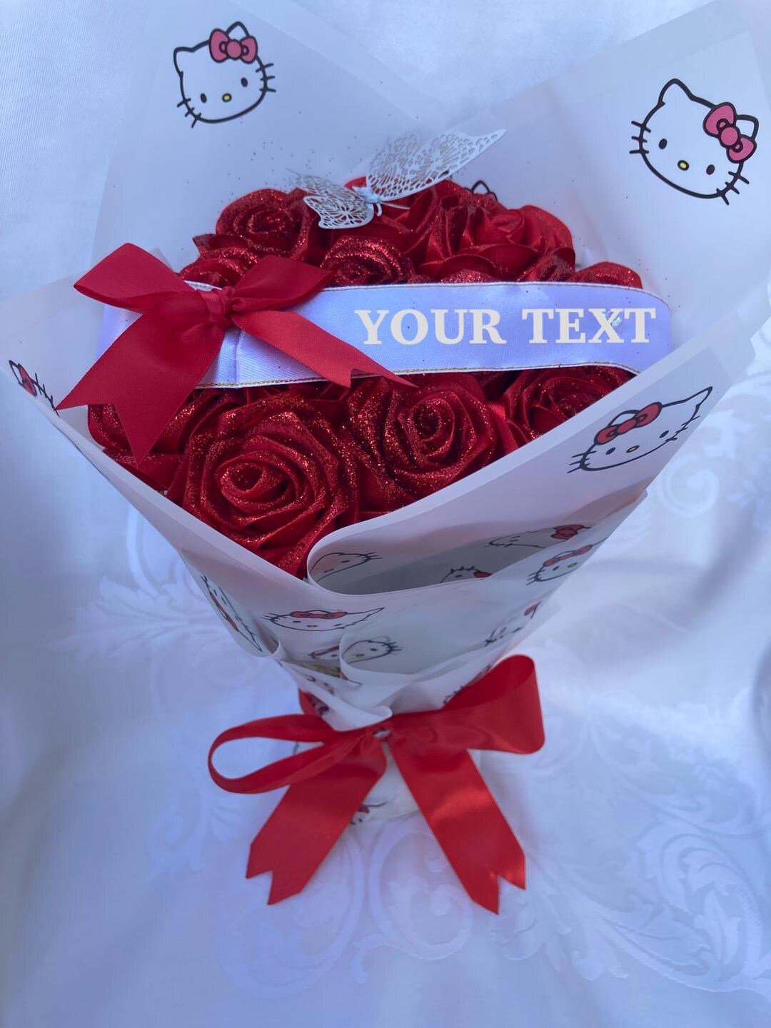 Character Ramo Buchon, Glitter Eternal Rose Bouquet, Handmade Fake ...