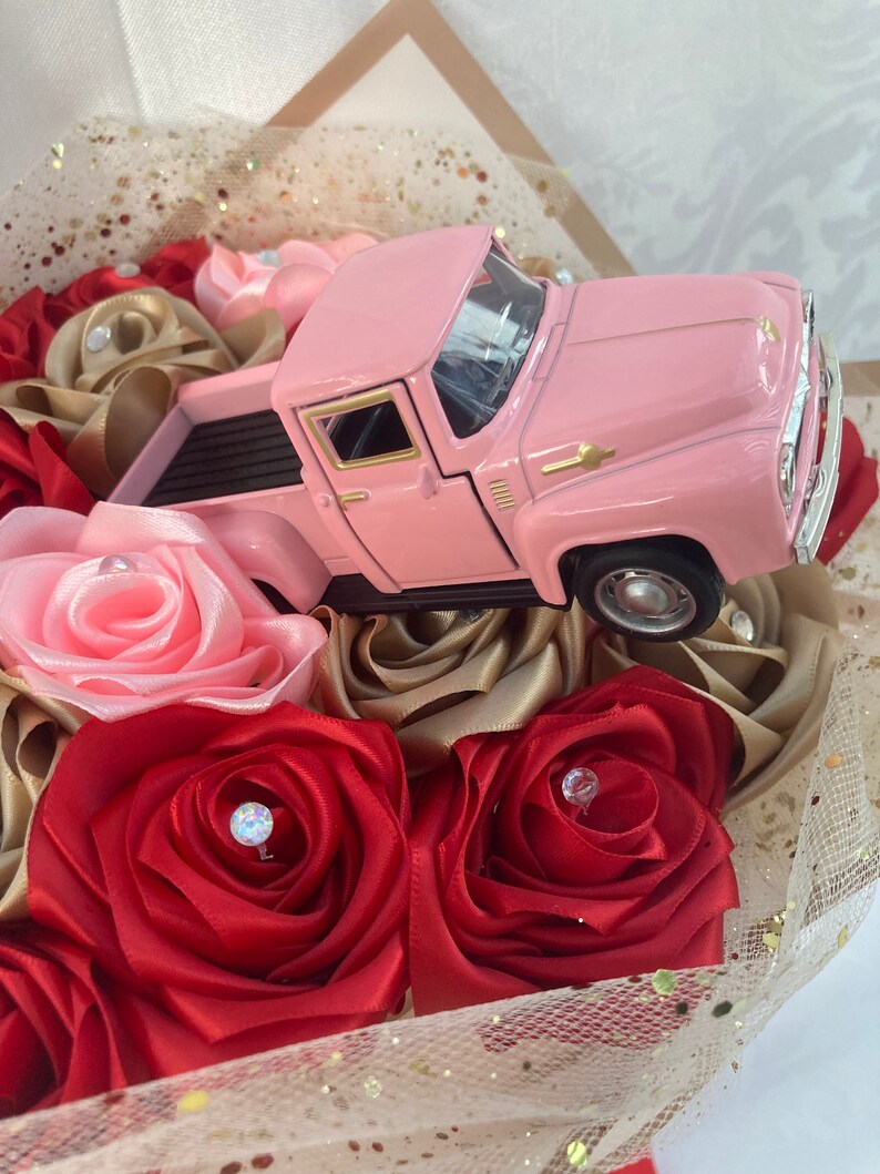 Pink Truck Bouquet Car Lover Gift Eternal Rose Bouquet - Etsy