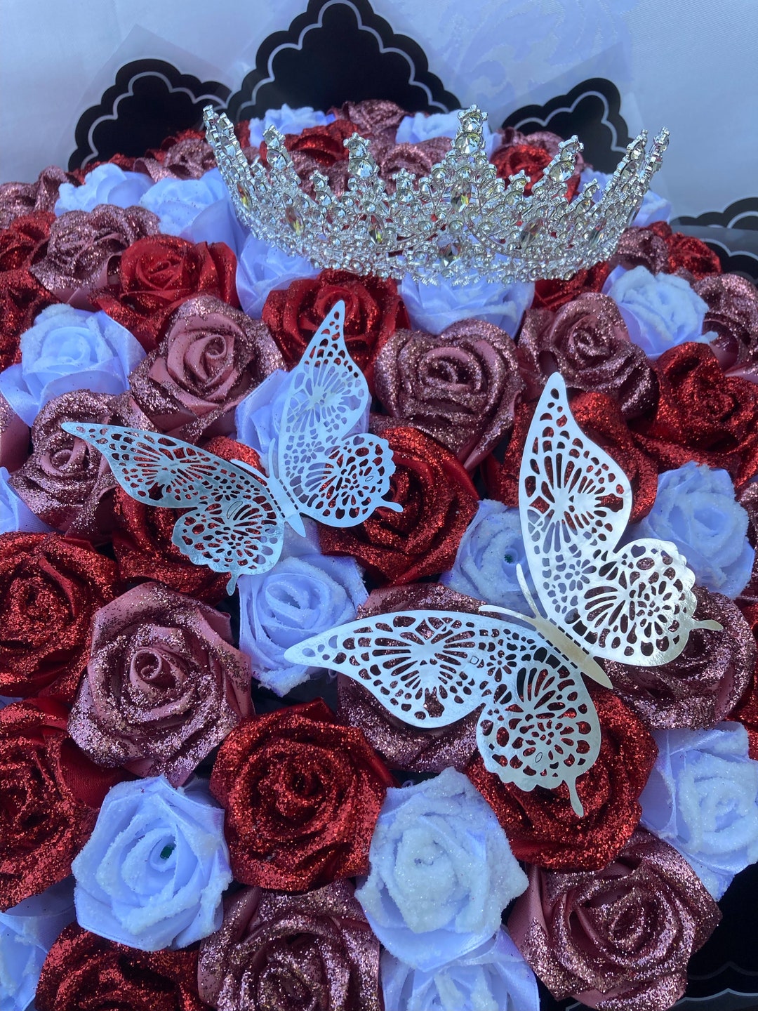 Glitter Ramo Buchon, Eternal Rose Bouquet, Handmade Fake Flower Bouquet ...