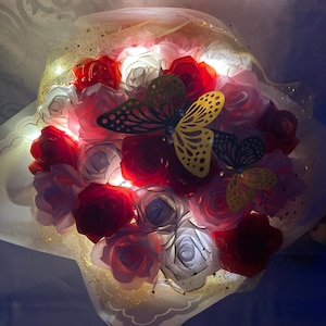 Light up Bouquet, Glitter Eternal Rose Bouquet, Ever Lasting Roses, 25 ...