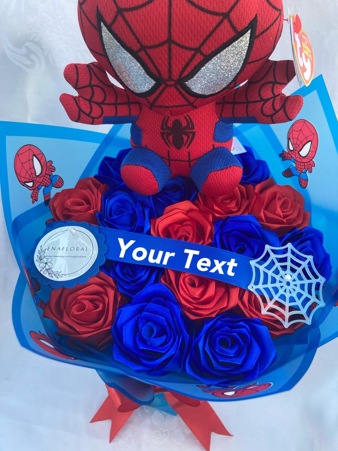 Spiderman Plushie Ramo Buchon, Eternal Rose Bouquet, Plush Toy Web ...