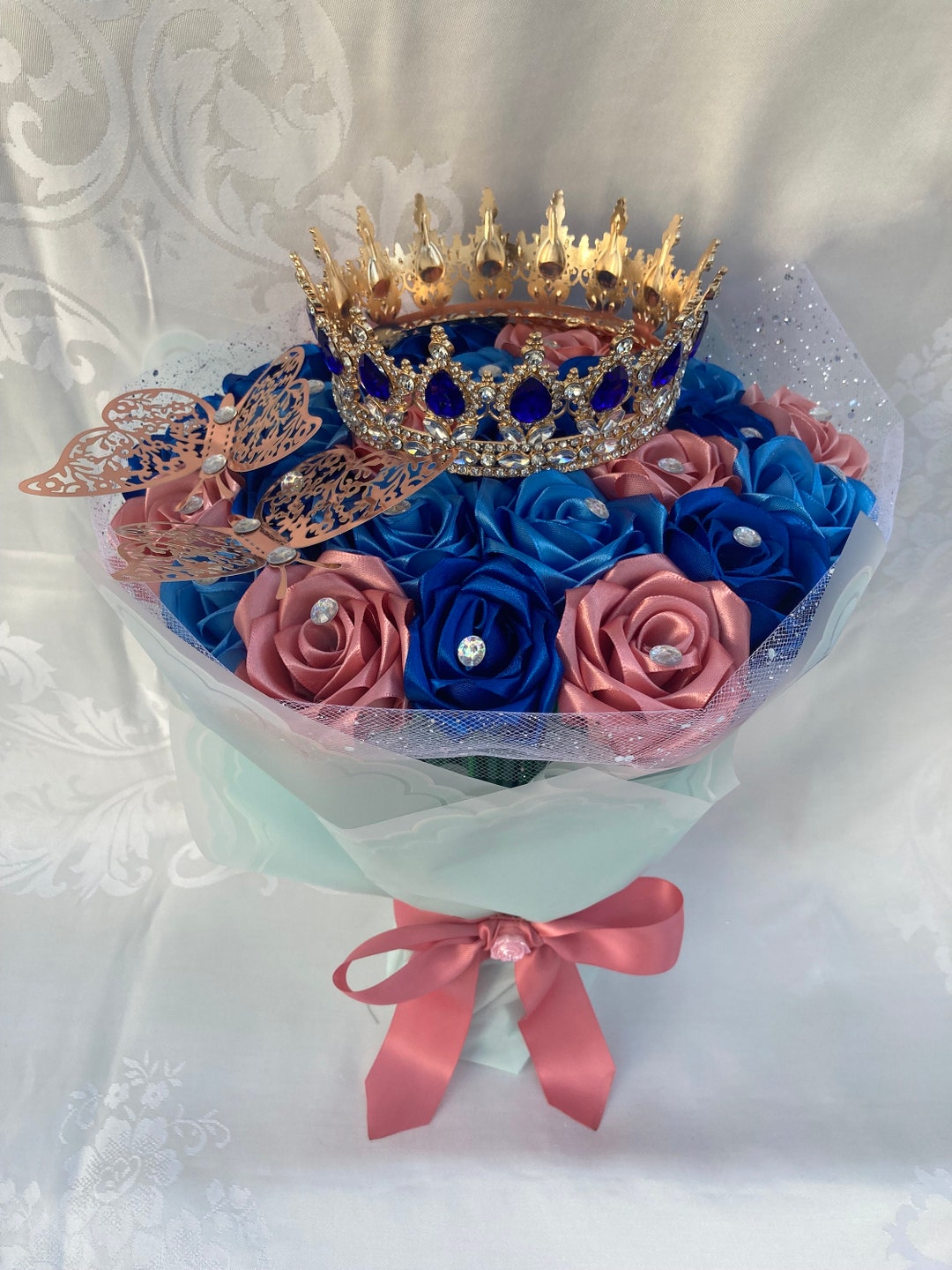 Ramo Buchon, Bling Eternal Rose Bouquet, Ribbon Rose Bouquet, Handmade ...