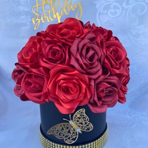 Ramo Buchon Box of Roses, Personalized Fake Flower Box, Any Occasion ...