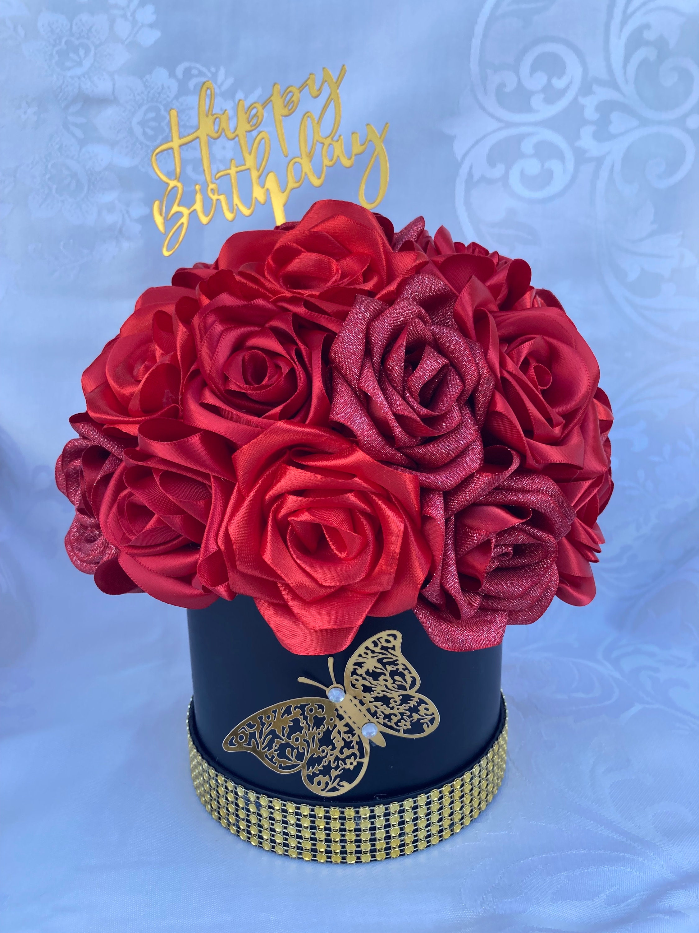Ramo Buchon Box of Roses, Personalized Fake Flower Box, Any Occasion ...