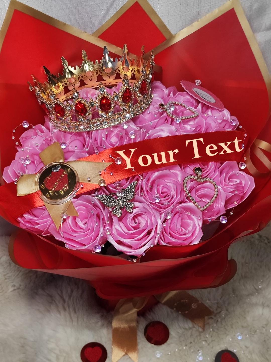 Personalized Bouquet, Pink Bouquet, Ramo Buchon Eternal Rose Bouquet ...