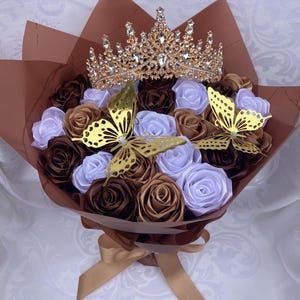 Light up Bouquet, Neutral Gold Eternal Rose Bouquet, Ever Lasting Roses ...