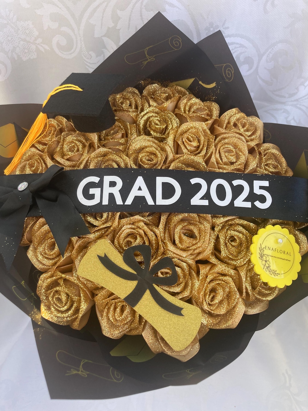 Graduation Bouquet, Custom Grad Ramo Buchon, Glitter Grad 2025 Gift ...