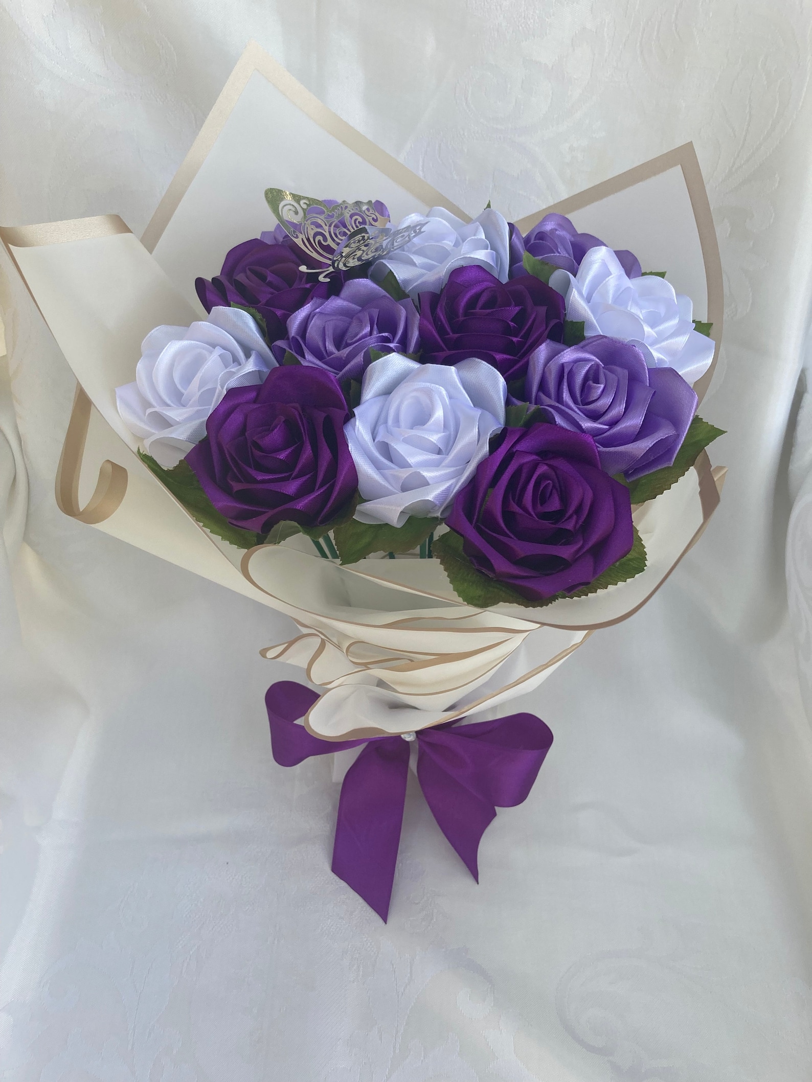 Purple Eternal Rose Bouquet Handmade Fake Flowers Bouquet - Etsy
