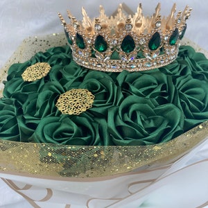 Emerald Green Eternal Rose Bouquet, Mothers Day, Graduation, Handmade Fake Flowers Bouquet, Ever ...