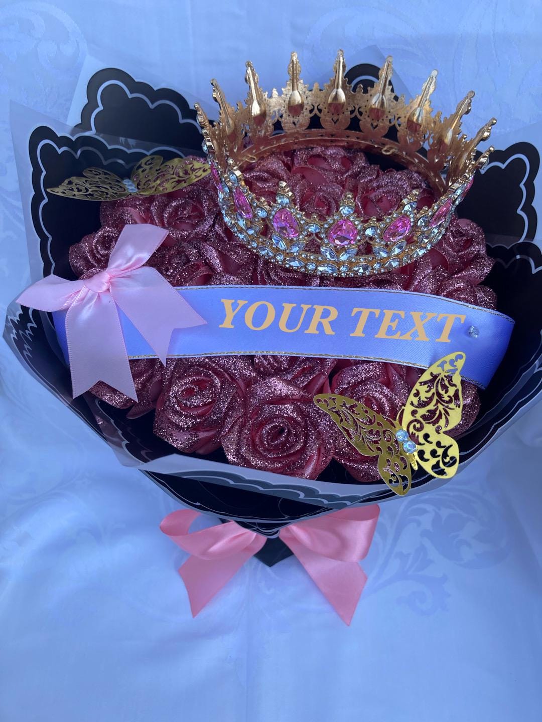 Glitter Ramo Buchon, Eternal Rose Bouquet, Handmade Fake Flower Bouquet, Lasting Flower, Large ...