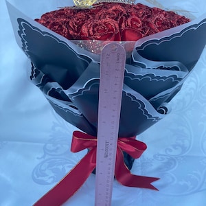 Glitter Ramo Buchon, Eternal Rose Bouquet, Handmade Fake Flowers ...