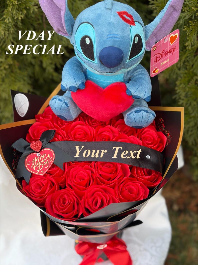 Stitch Ramo Buchon, Glitter Eternal Rose Bouquet, Valentine’s Bouquet ...