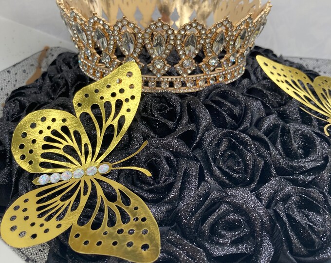 Luxury Artificial Wedding Bouquet Black Glitter Roses, Diamantés and ...