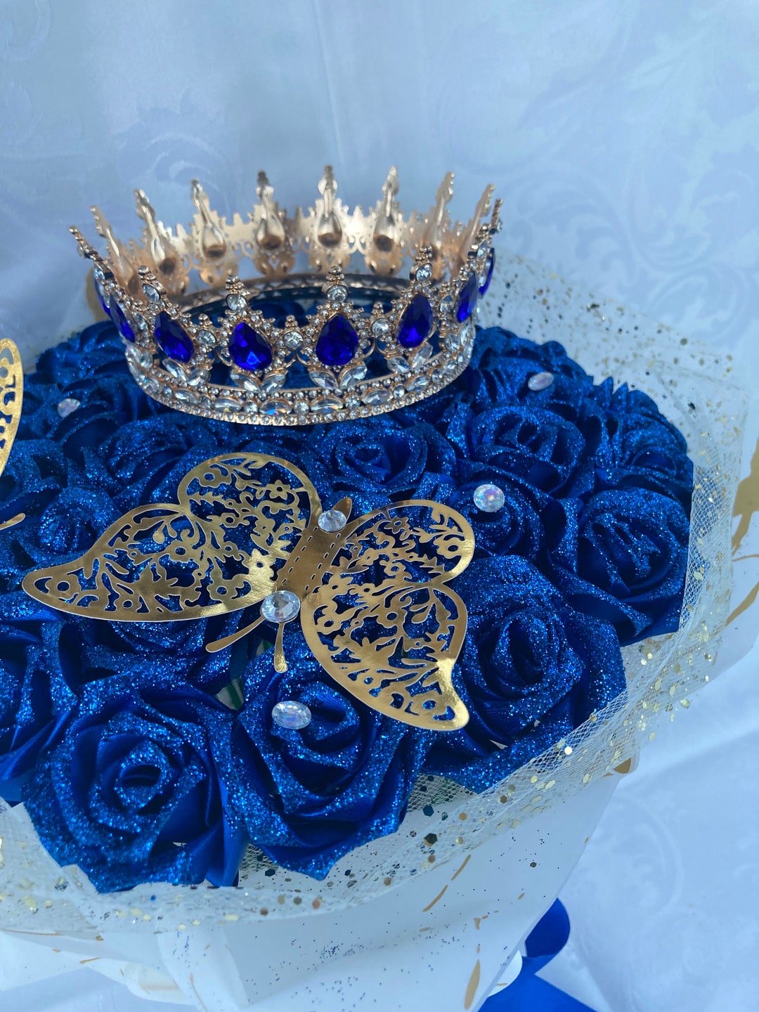 Glitter Customizable Ramo Buchon, Eternal Rose Bouquet, Handmade Fake ...