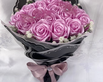 Bling Eternal Rose Bouquet, Handmade Fake Flowers Bouquet, Ever Lasting Artificial Flower ...