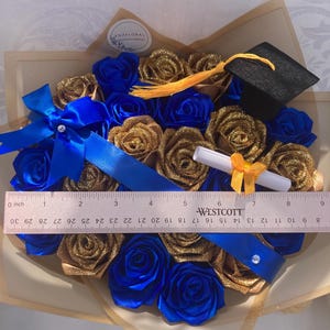 Graduation Bouquet Ramo Buchon, Grad 2025 Gift, Gold Glitter Eternal ...