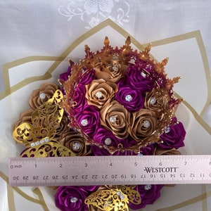 Bling Eternal Rose Bouquet, Mother’s Day Ribbon Rose Bouquet, Handmade Fake Flower Bouquet ...