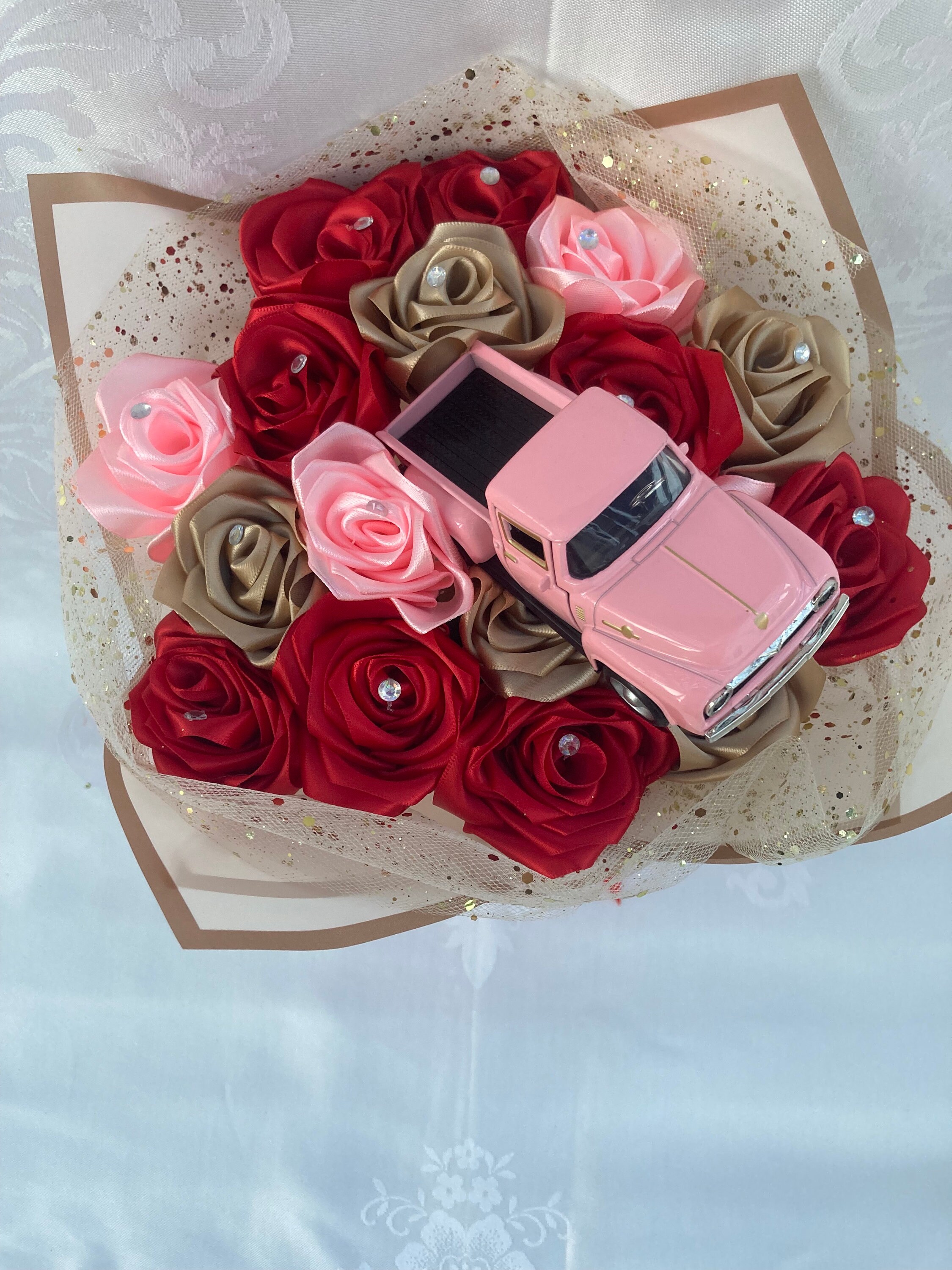Pink Truck Bouquet Car Lover Gift Eternal Rose Bouquet - Etsy
