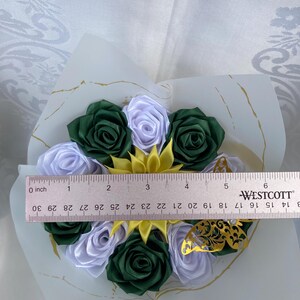 Sunflower Ramo Buchon, Eternal Rose Bouquet, Handmade Fake Flowers ...
