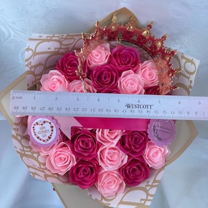 Ramo Buchon, Pink Eternal Rose Bouquet, Handmade Fake Flowers Bouquet, Ever Lasting Flower ...