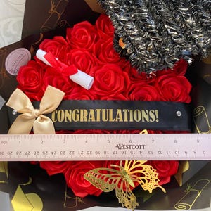 Graduation Ramo Buchon With Teddy Bear, Eternal Rose Bouquet, Handmade ...