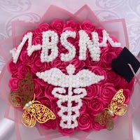 RN Graduation Flower Bouquet Red Rose Nurse Graduation Bouquet Register ...