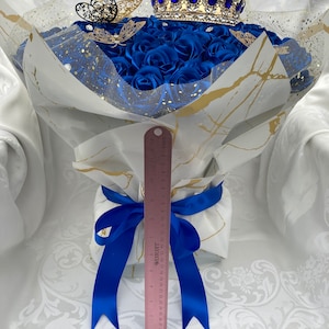 100 Rose Royal Blue Bouquet, Queen Bouquet, Eternal Rose Bouquet, Birthday Bouquet, Engagement ...