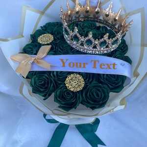 Emerald Green Eternal Rose Bouquet, Mothers Day, Graduation, Handmade Fake Flowers Bouquet, Ever ...