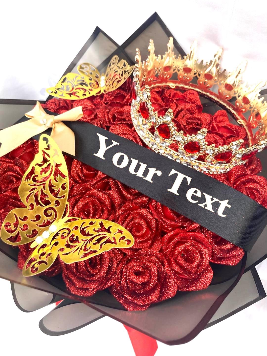 Glitter Ramo Buchon, Eternal Rose Bouquet, Handmade Fake Flowers Bouquet, Ever Lasting Flower ...