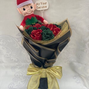 Elf Ramo Buchon Christmas Bouquet Glitter Roses Holiday - Etsy