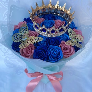 Ramo Buchon, Bling Eternal Rose Bouquet, Ribbon Rose Bouquet, Handmade Fake Flower Bouquet ...