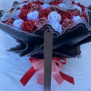 Glitter Ramo Buchon, 3 Color Eternal Rose Bouquet, Handmade Fake ...
