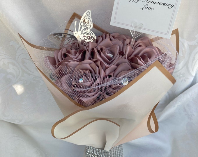 Bling Eternal Rose Bouquet, Handmade Fake Flowers Bouquet, Ever Lasting Artificial Flower ...