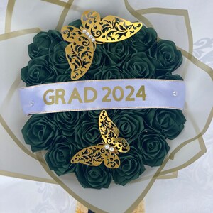 Graduation Ramo Buchon With Teddy Bear, Eternal Rose Bouquet, Handmade ...