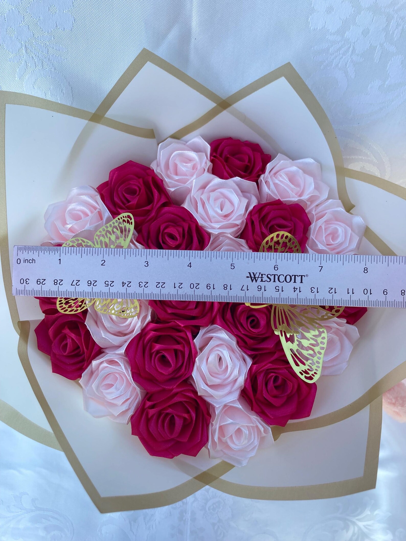 Ramo Buchon, Pink Eternal Rose Bouquet, Handmade Fake Flowers Bouquet ...