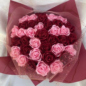 Light up Bouquet Pink Red Eternal Rose Bouquet Ever Lasting - Etsy