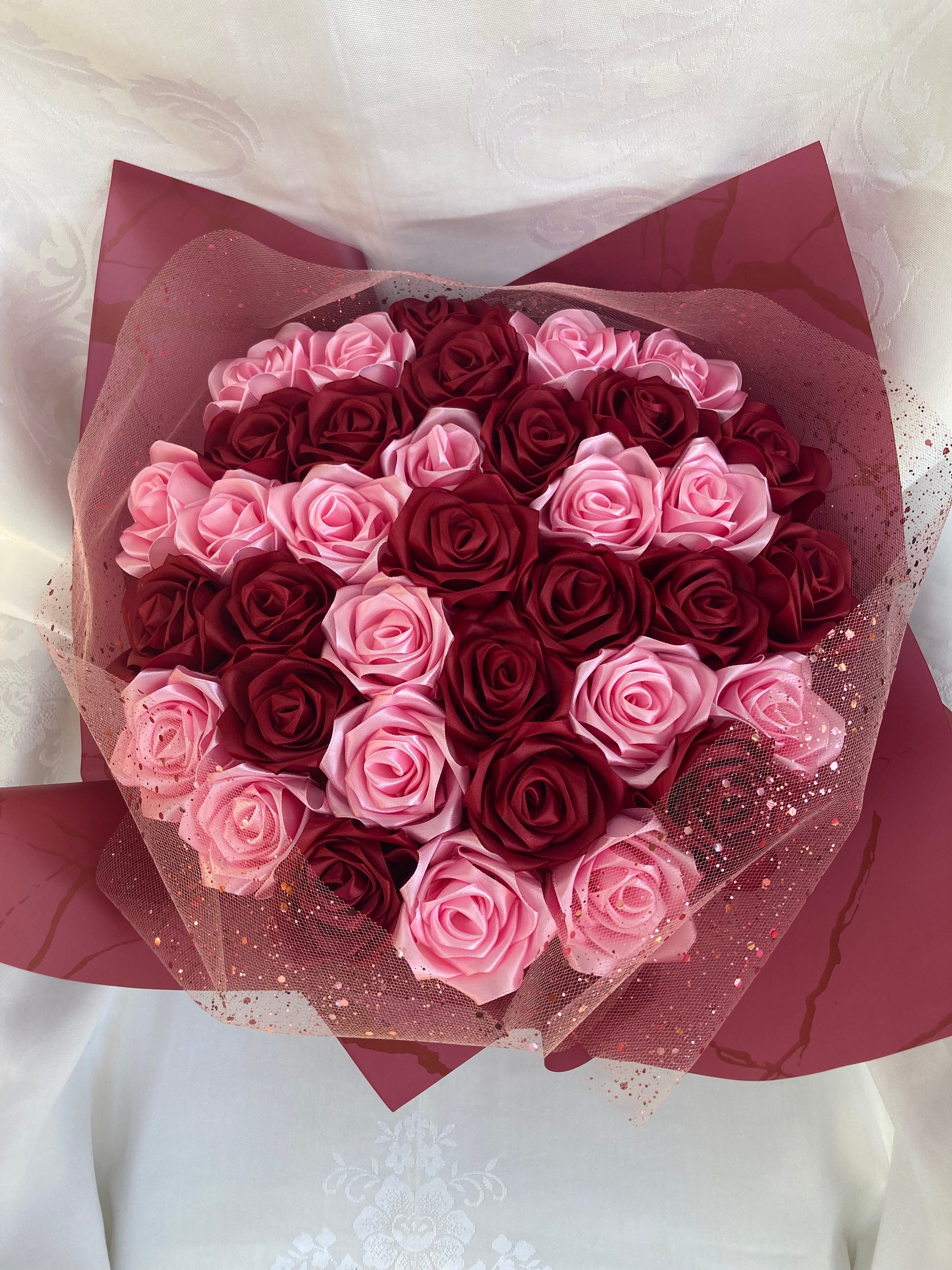Light up Bouquet Pink Red Eternal Rose Bouquet Ever Lasting - Etsy