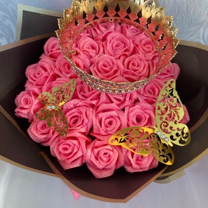 Glitter Ramo Buchon, Eternal Rose Bouquet, Handmade Fake Flowers ...