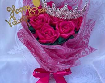 Bling Eternal Rose Bouquet, Handmade Fake Flowers Bouquet, Ever Lasting Artificial Flower ...