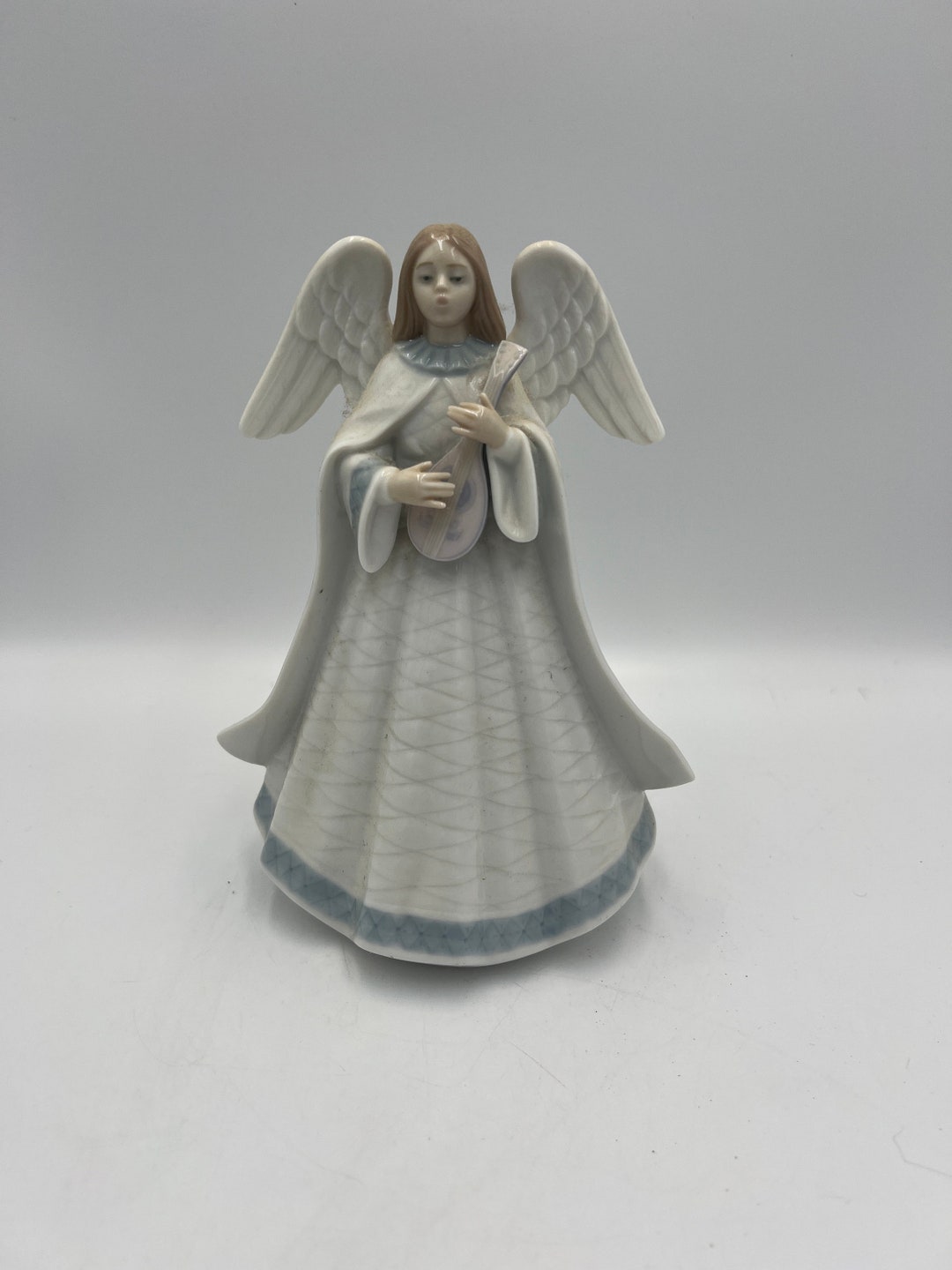 Lladro #5963 “angelic Melody” Angel Playing Mandolin Tree Topper ...