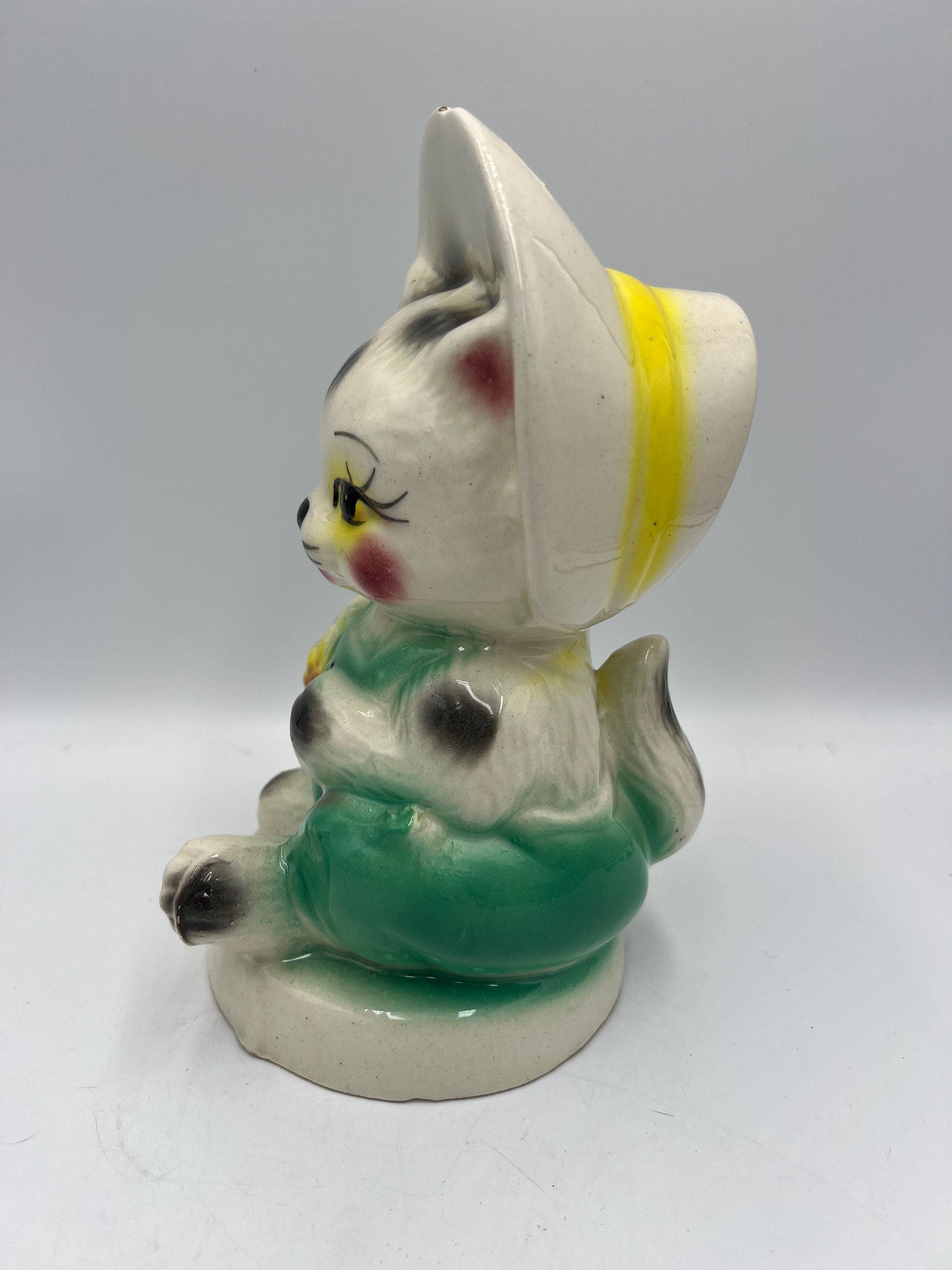 Vintage Cat With Bonnet Bank - Mid Century, Retro Decor - Etsy
