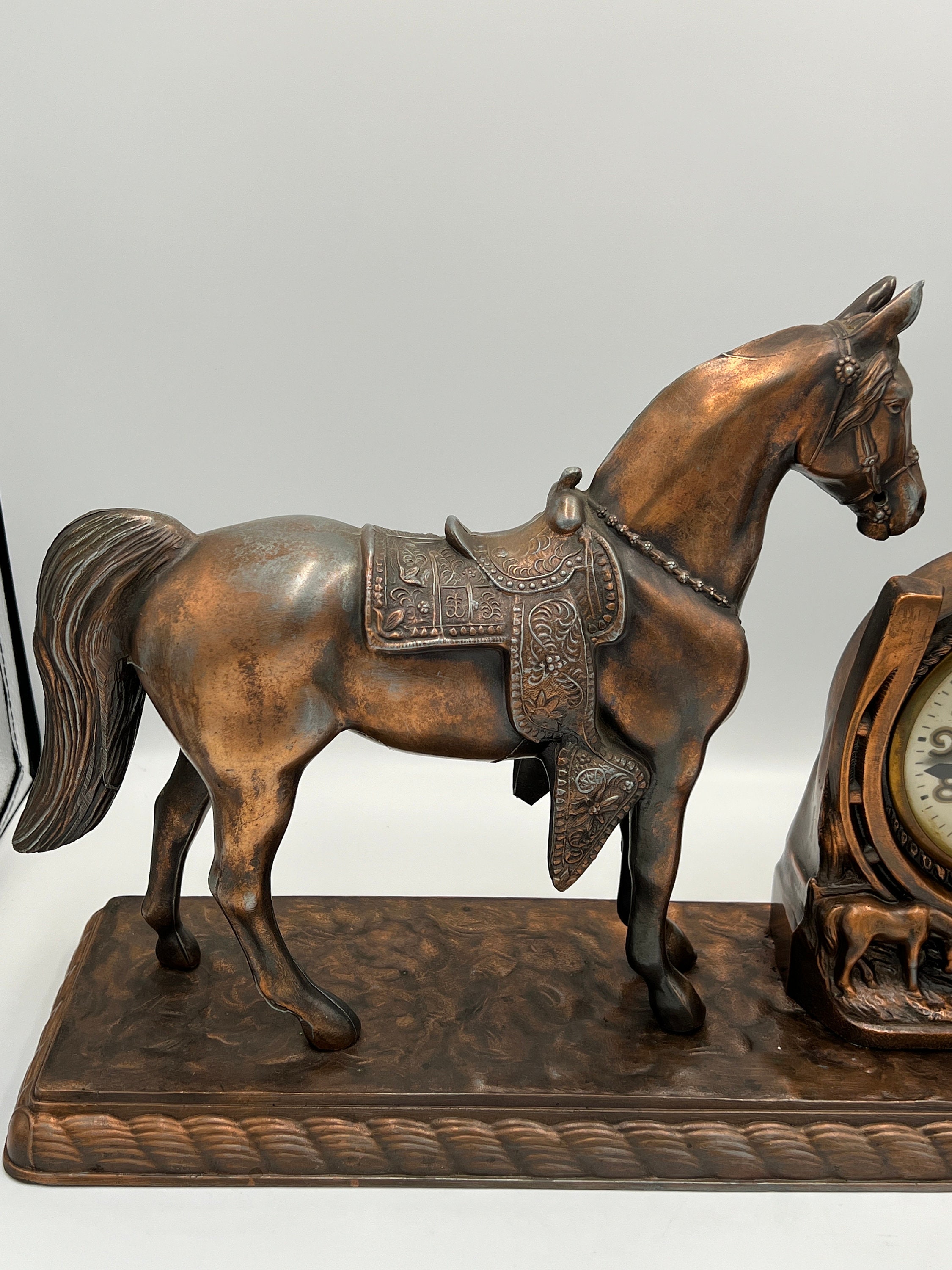 Vintage Sessions Electric Clock, Bronze/copper Horse Works Great - Etsy